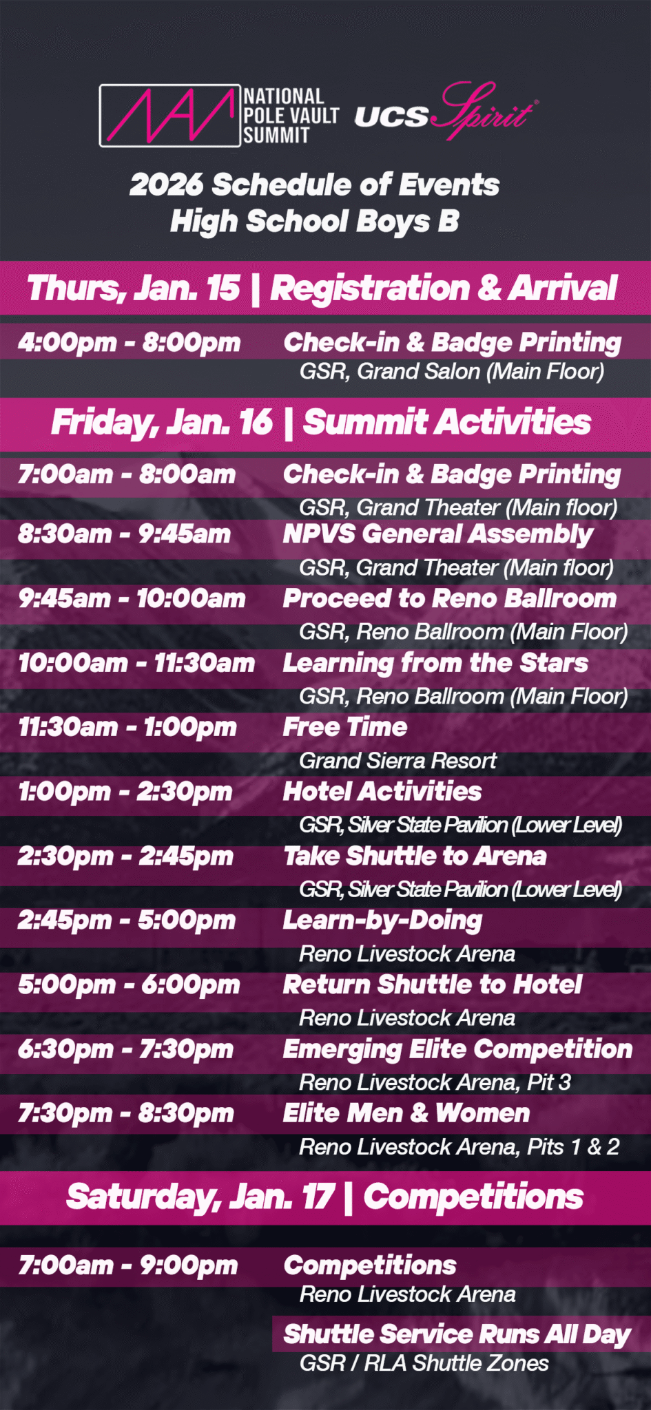 Schedule Details – Pole Vault Summit