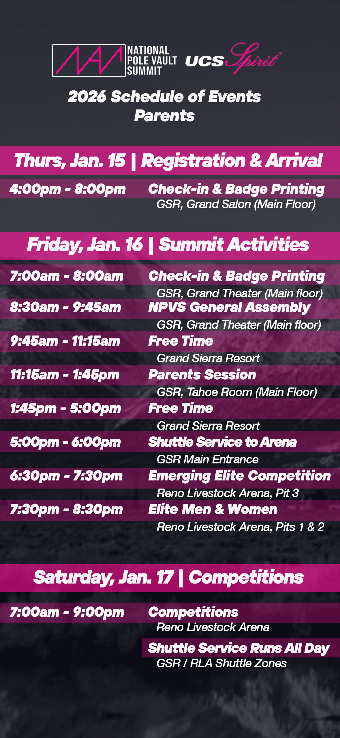 Schedule Details – Pole Vault Summit